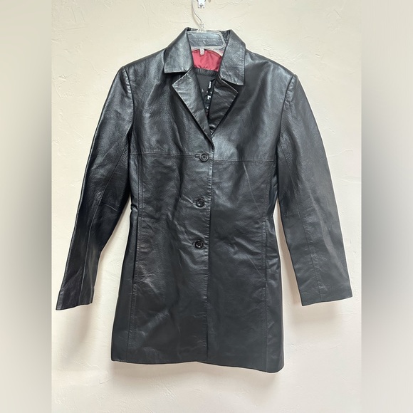 Jackets & Coats | Vintage Leather Jacket Blazer Joshua Ross Black Coat ...